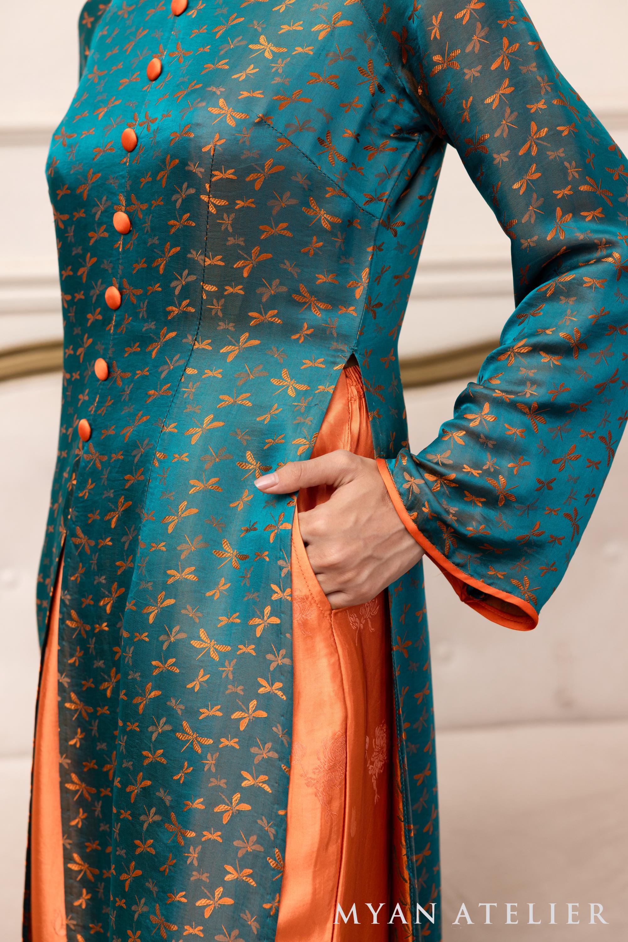 Traditional Dress of Vietnamese, Front Slit Dress, Silk Ao Dai for ...