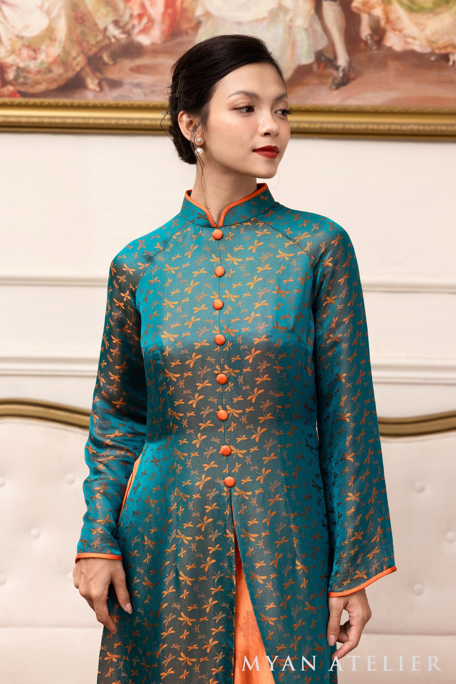 Traditional Dress of Vietnamese, Front Slit Dress, Silk Ao Dai for ...