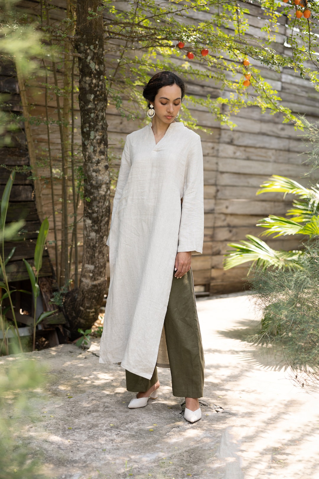 Long Linen Tunic for Women CATHLEEN, Linen Two Piece Set, Linen Tunics ...
