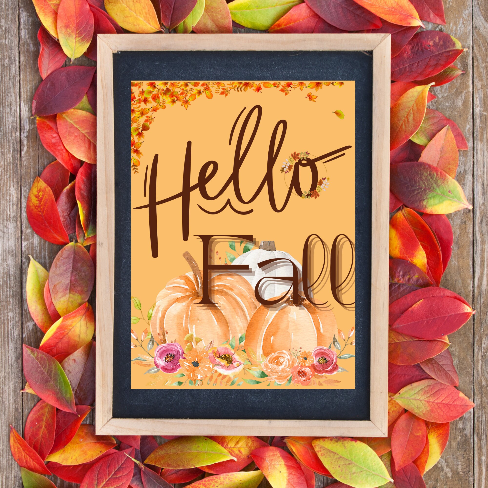 Fall Wall Decor Hello Fall Sign Botanical Wall Art Fall - Etsy