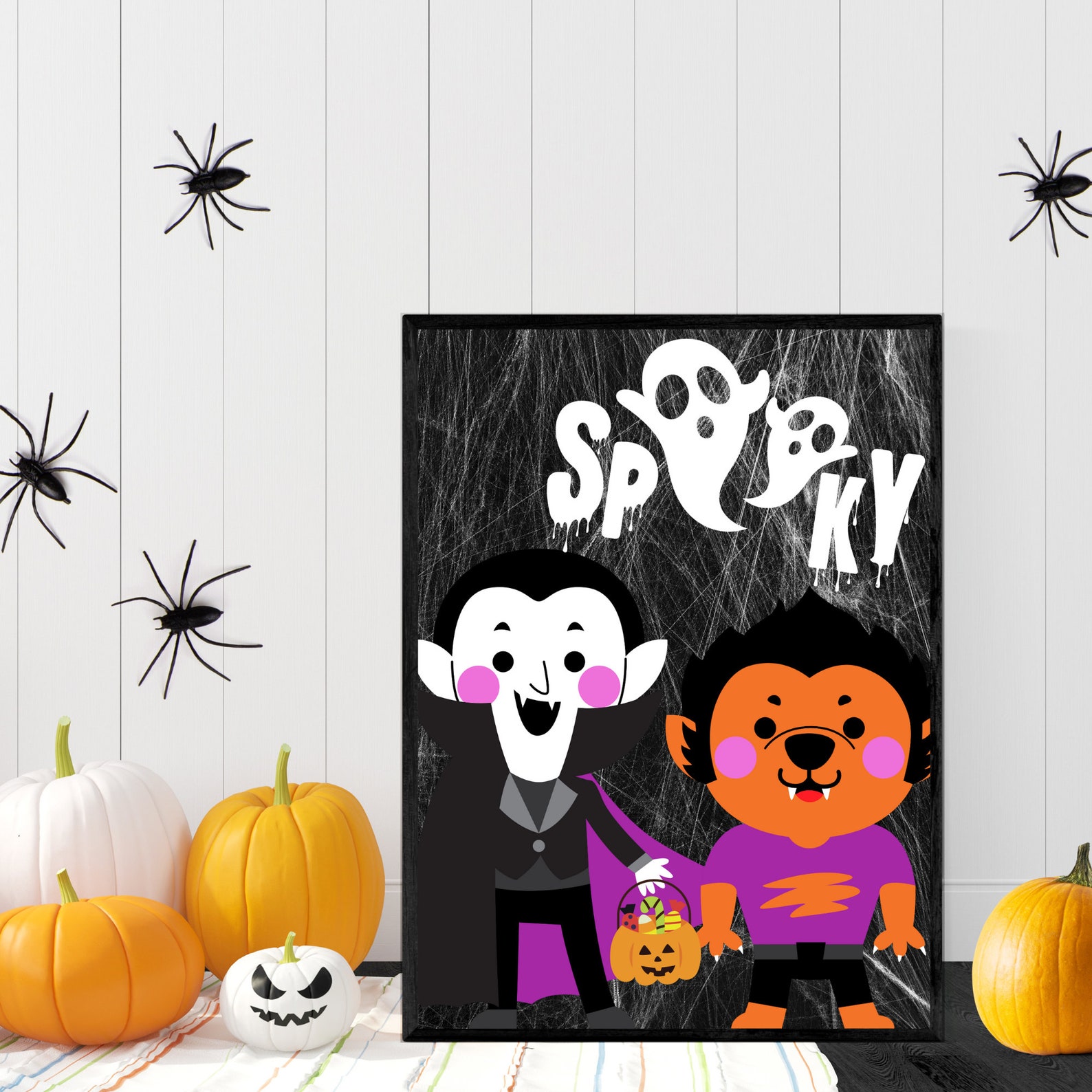 Set of 5 Halloween Posters Cute Halloween Print Halloween - Etsy