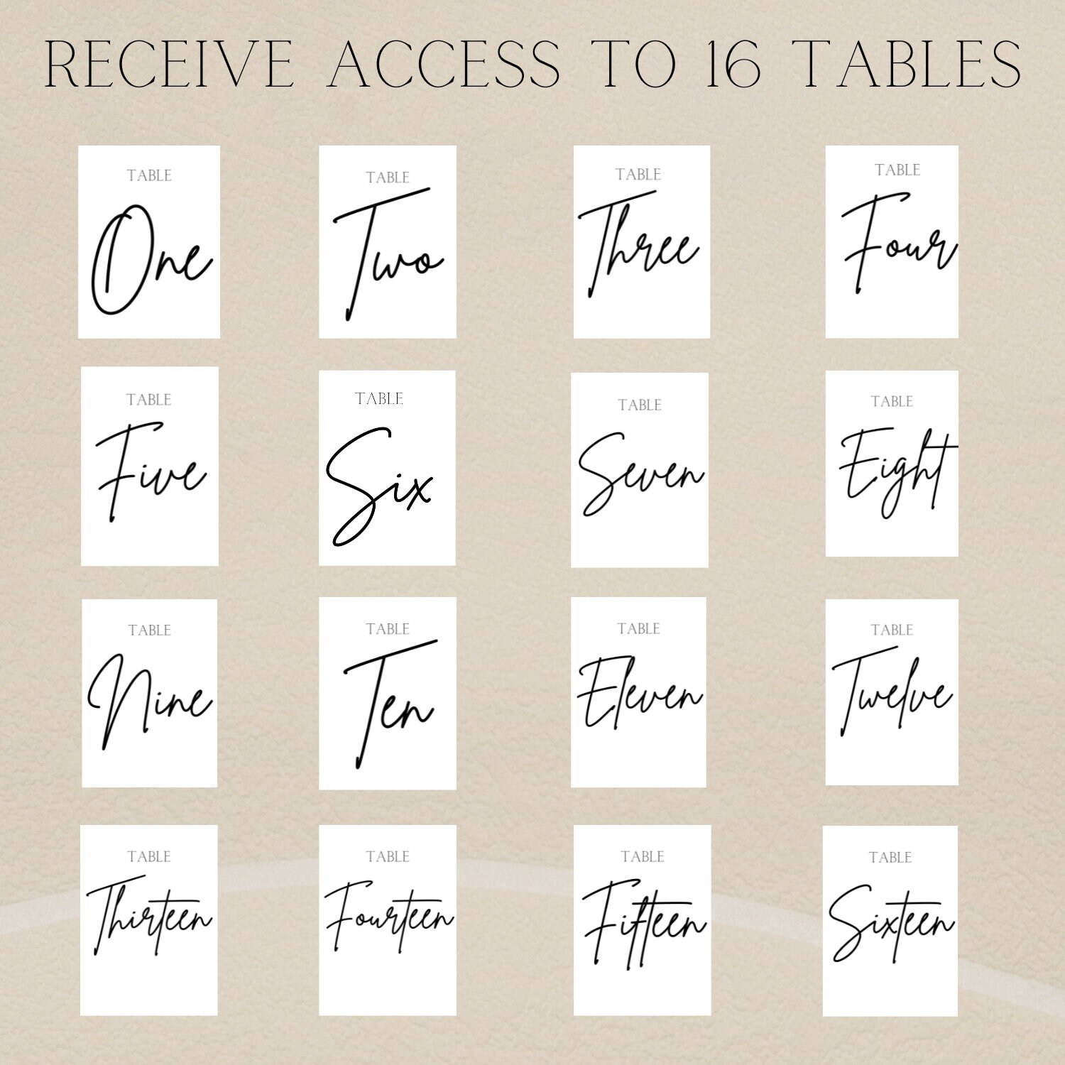 Wedding Table Numbers Template, Digital File Wedding Table Number ...