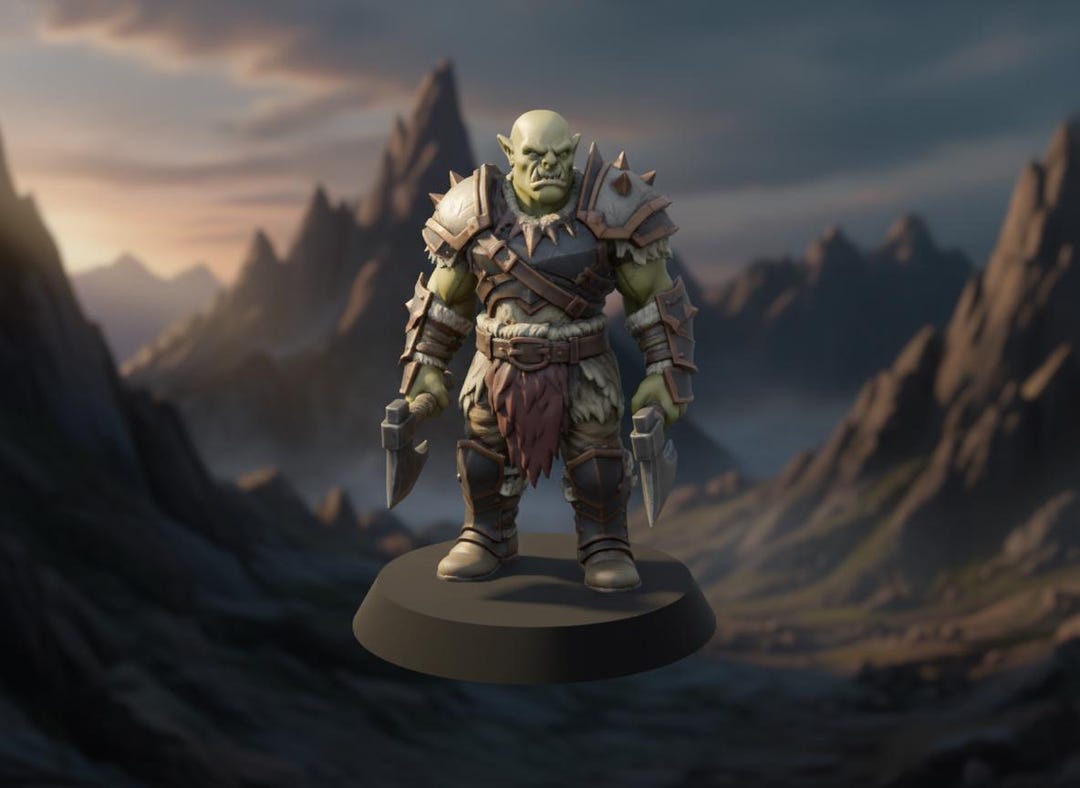 Dnd Miniature Full Color | Table Ready | Orc Barbarian | Hand-painted ...