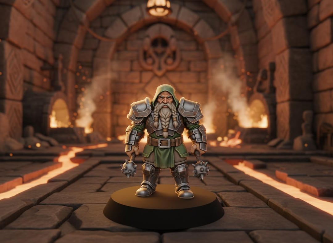 Dnd Miniature Full Color | Table Ready | Dwarf Cleric | Hand-painted ...