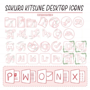 88 Kitsune Sakura Pink Desktop Icons / Windows and Mac / PC / Folder ...