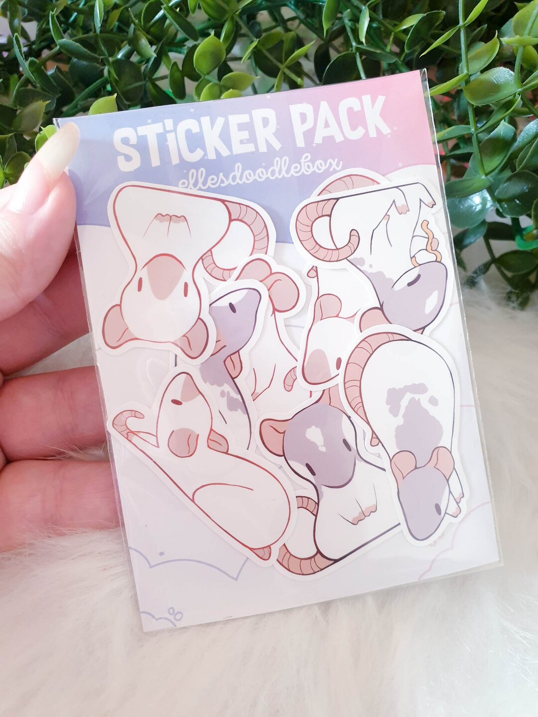 Rats Cream / Light Grey Sticker Pack / Stationary / Planner / Laptop ...