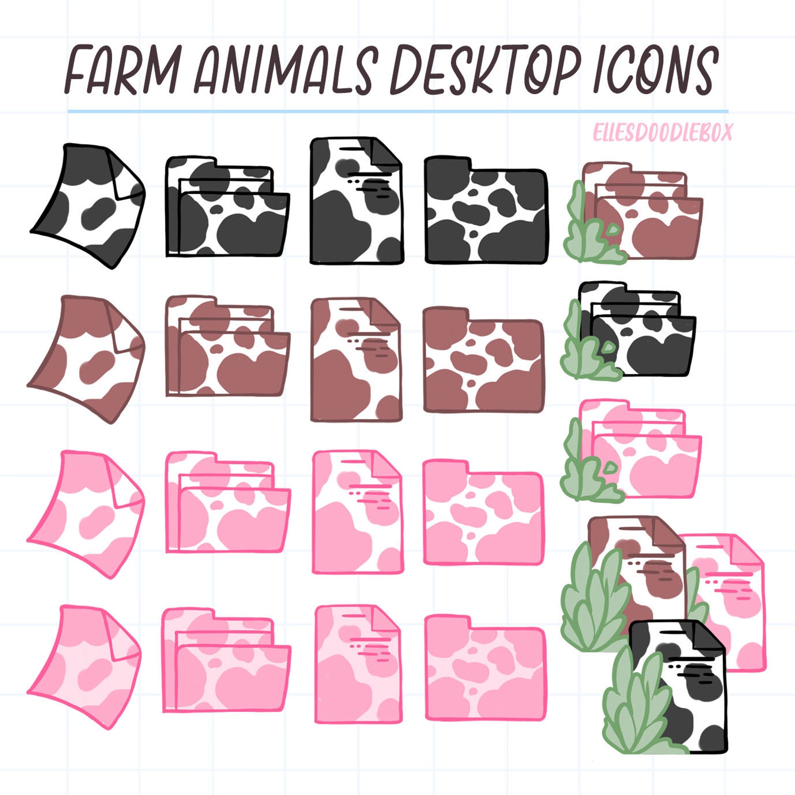 114 Cow / Farm Animal Desktop Icons / Windows and Mac / PC / Folder ...