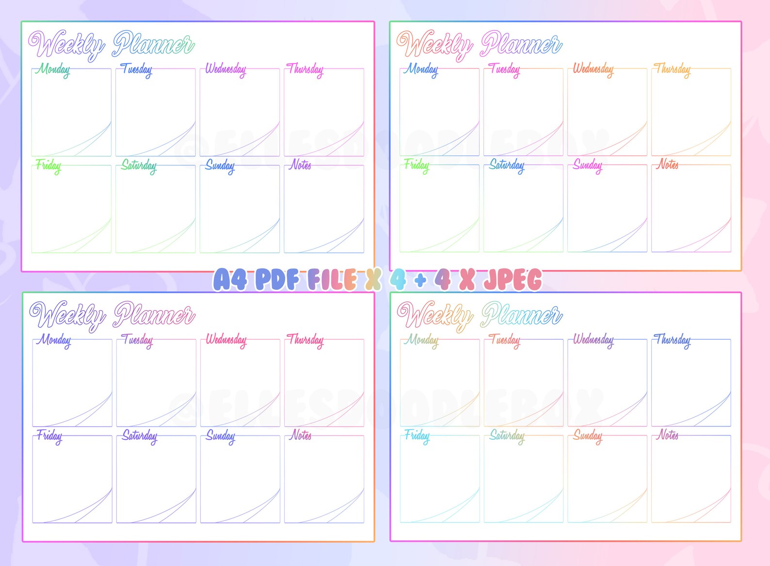 Printablerainbow Weekly Planner Set - Etsy