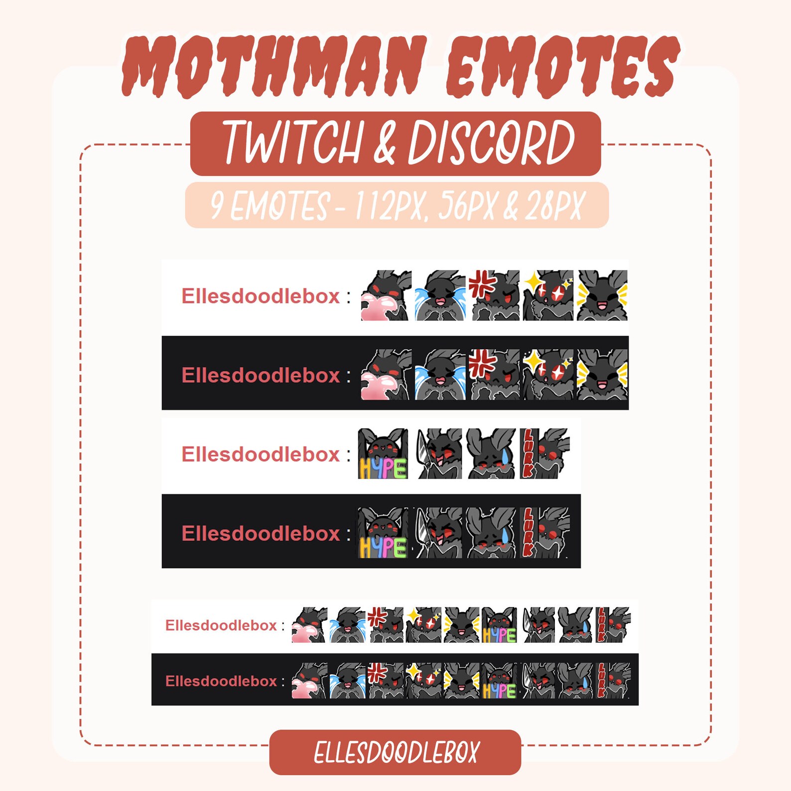 Mothman Twitch Emote Pack | Cute Twitch Streamer Emotes | Discord ...