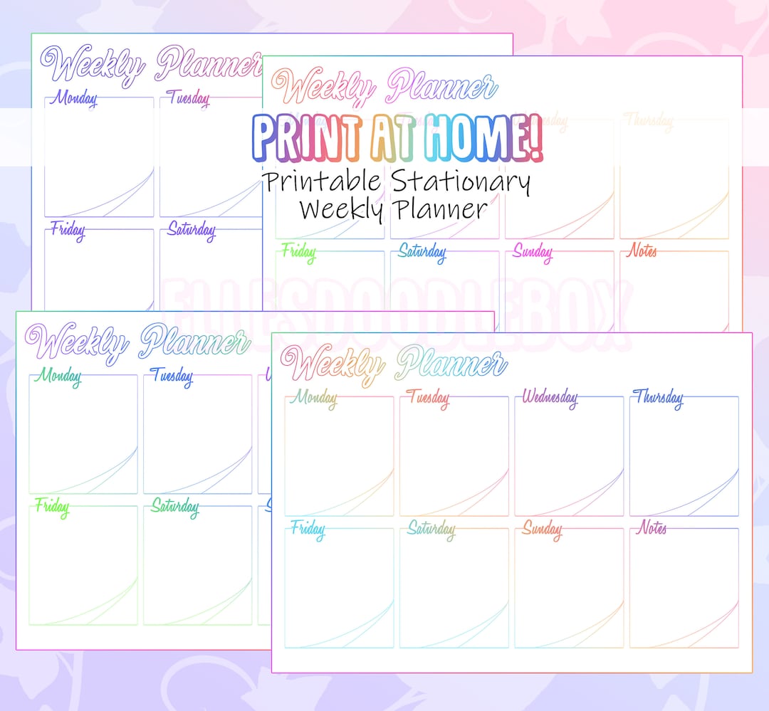 Printablerainbow Weekly Planner Set - Etsy