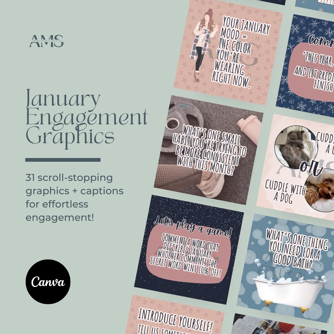 January Engagement Canva Templates | Interactive New Year Social Media ...