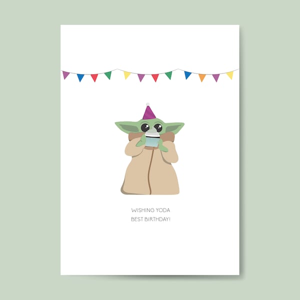 Grogu Printable Birthday Card - Etsy