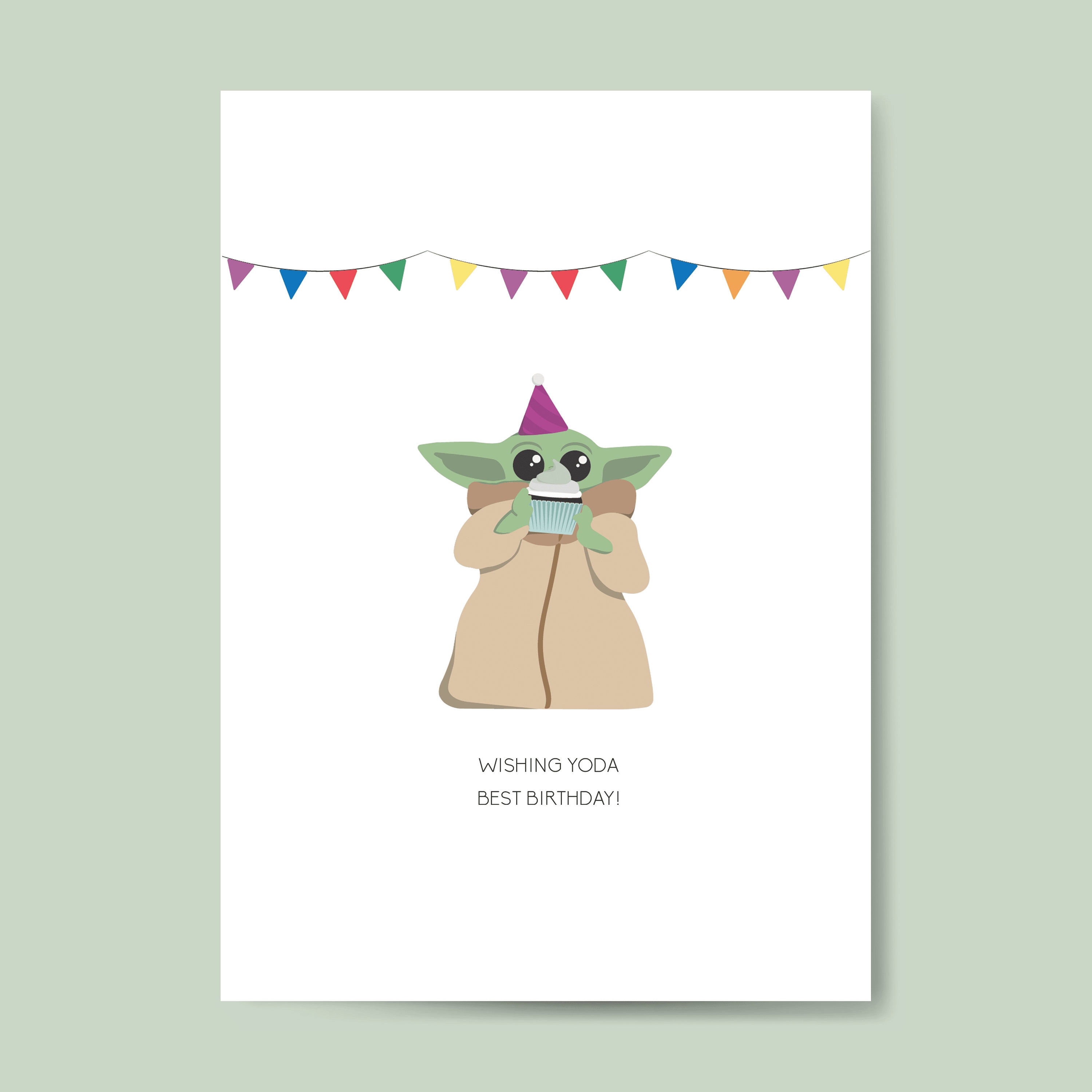 PRINTABLE | Baby Yoda Birthday Card | Baby Yoda Grogu Birthday Greeting ...