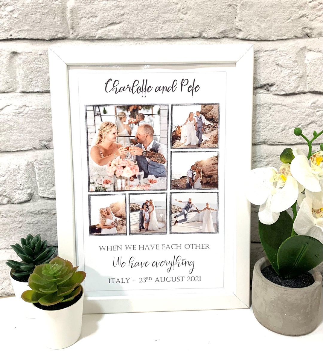 Personalised Wedding Photo Collage Print, Customised Engagement Photo ...