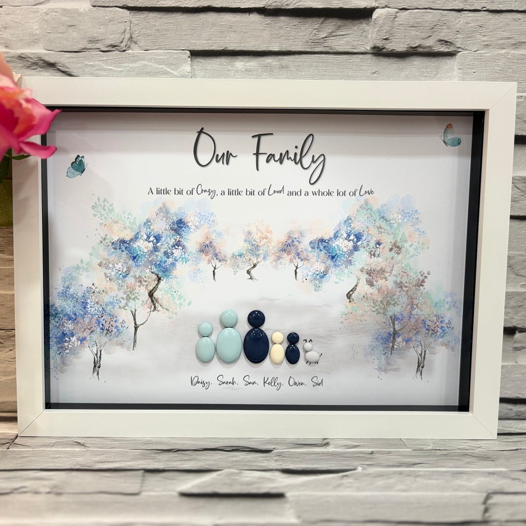 Personalised Pebble People Frame, Wall Art for Home, Gift for Her ...