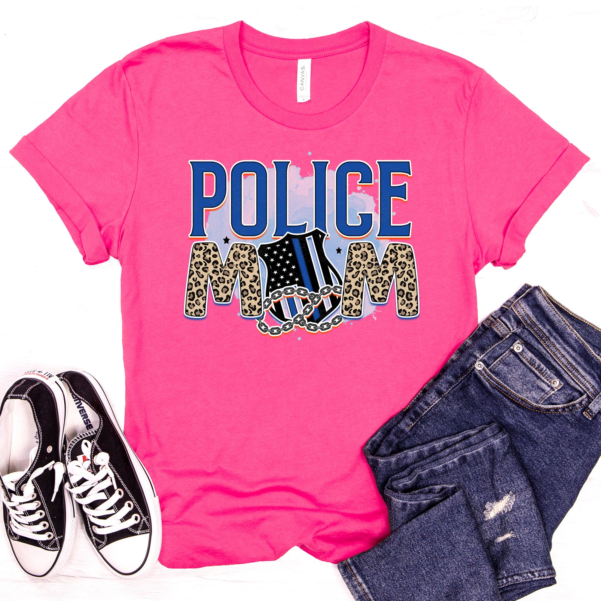 Police Mom Shirt Police Officer Blue Line Patriotic Police Mom Love Cop