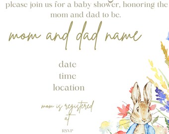 Editable Peter Rabbit Baby Shower Bundle, Bunny Baby Shower Package ...