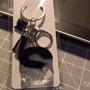 Resin Letter Keychain Black or White With Gold or Silver Leaf /resin ...