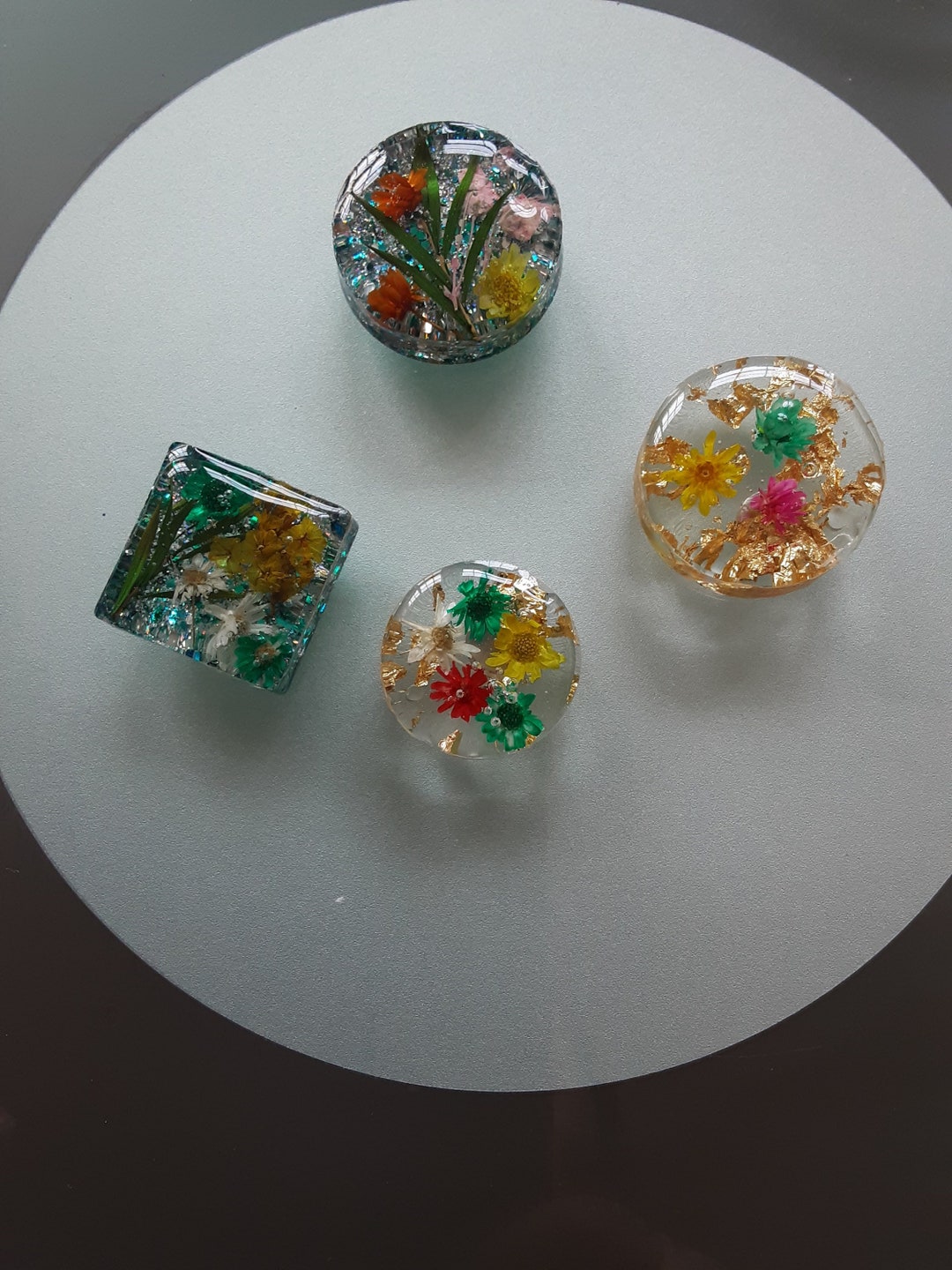 Special Magnets/floral Resin Set 4 Magnets/pressed Flower Resin Magnet ...