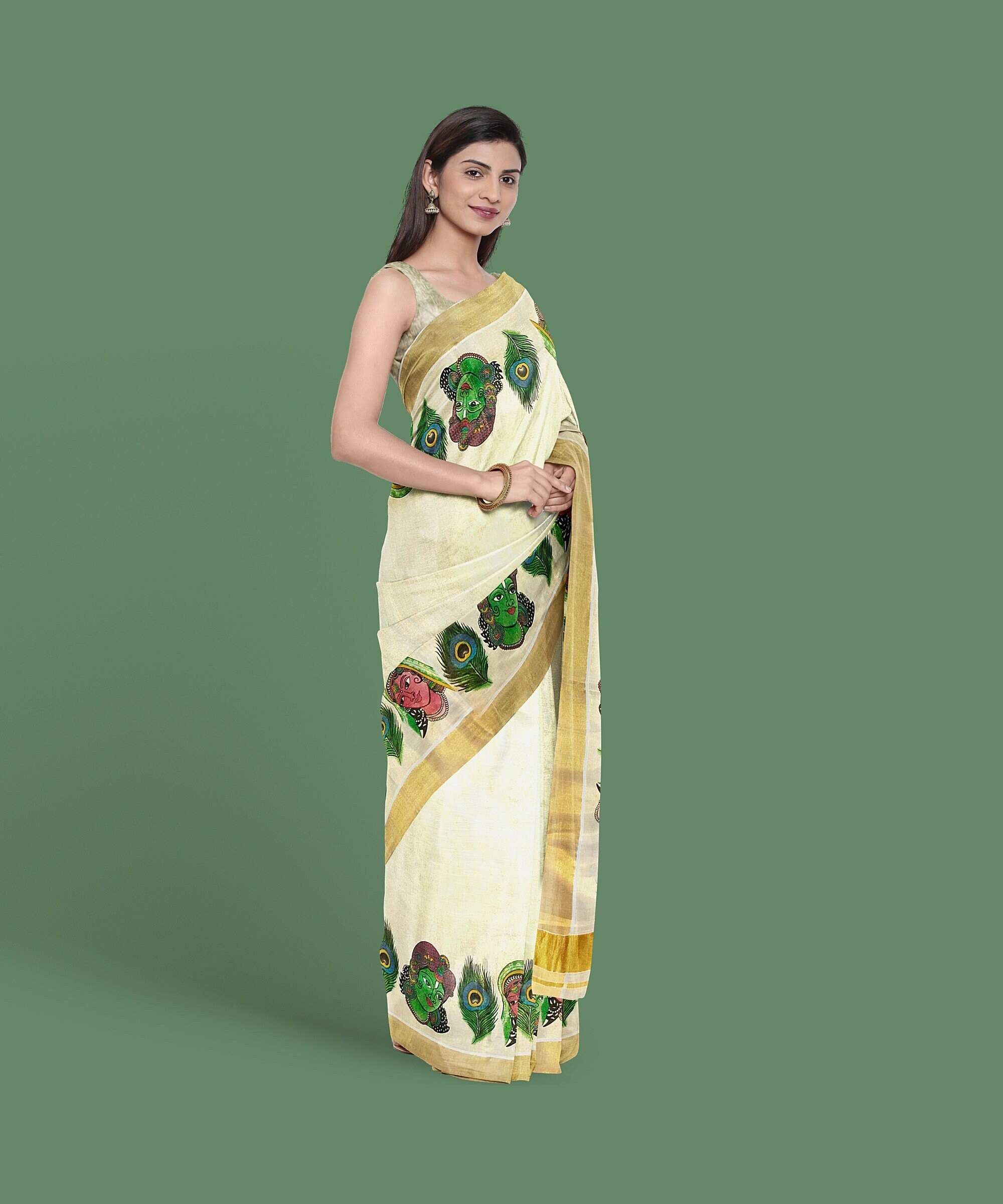 Krishna Mural Paintings On Sarees