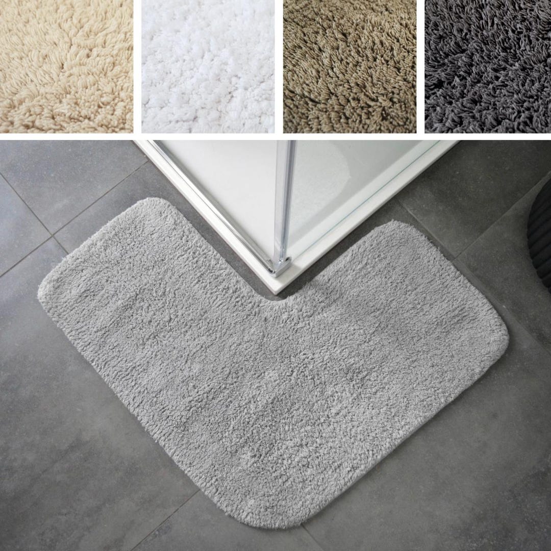 Corner Shower Mat - L-shaped Bath Mat for Shower Unit 100% Cotton Super ...