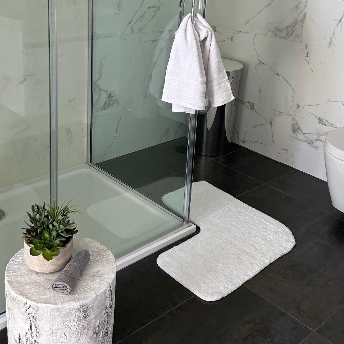 Corner Shower Mat - L-shaped Bath Mat for Shower Unit 100% Cotton Super ...