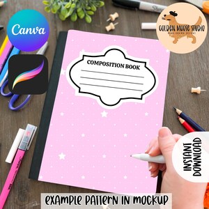Canva, Procreate Composition Notebook Cover Mockup Bundle, 6 Editable ...