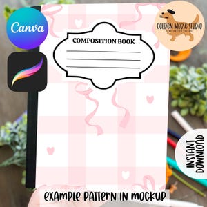 Canva, Procreate Composition Notebook Cover Mockup Bundle, 6 Editable ...