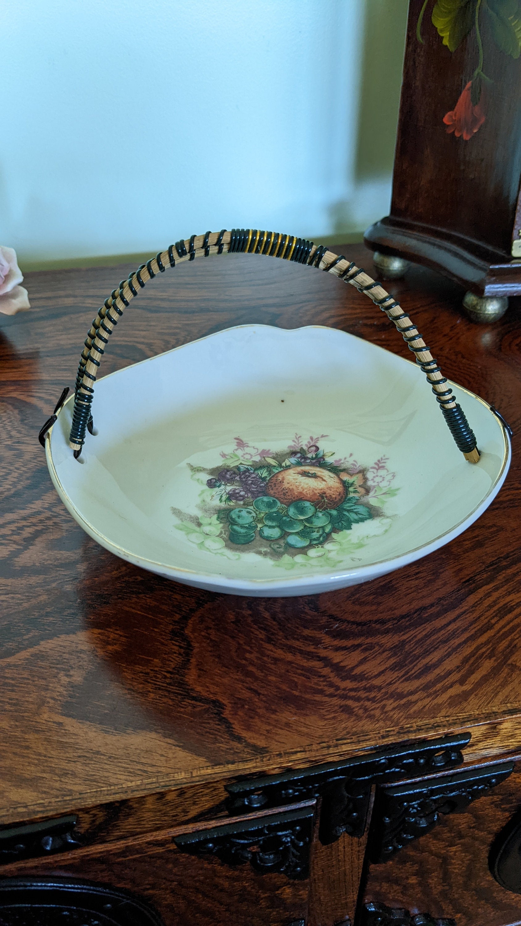 Vintage Nippon Yoko Boeki Japanese Candy Dish With Bamboo Handle - Etsy
