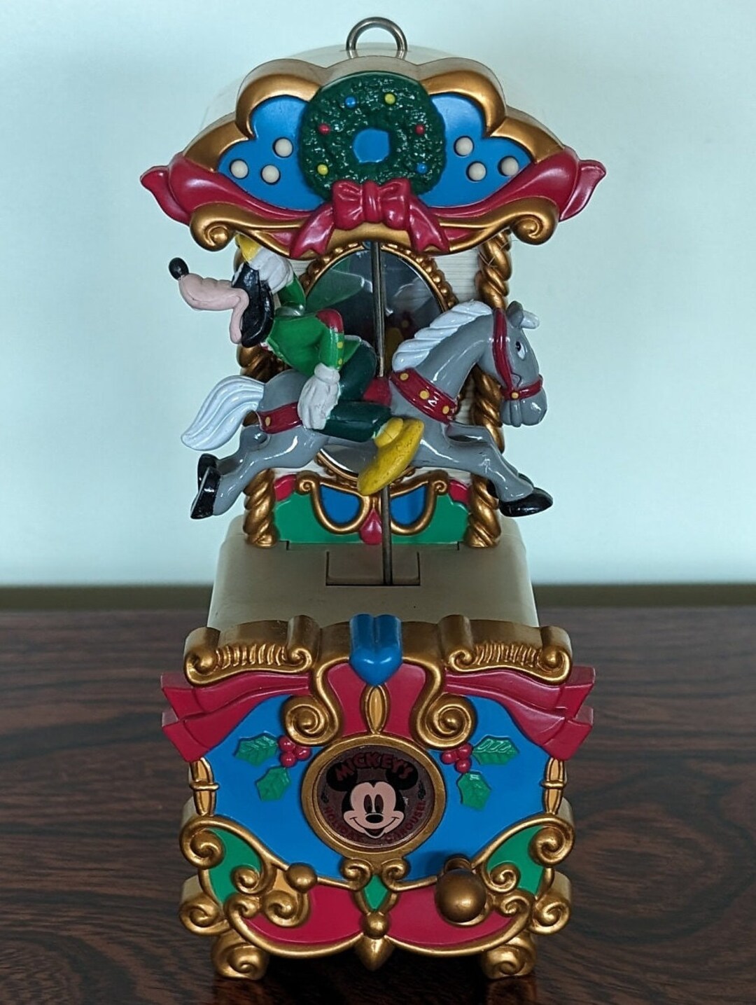 Mickey's Holiday Carousel Goofy on Horse Wind up Ornament Music Box - Etsy