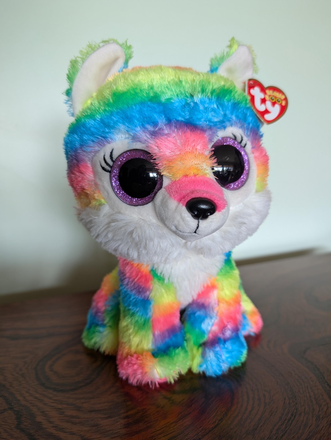 TY Beanie Boos River the Rainbow Striped Wolf 9" Great Wolf Lodge ...