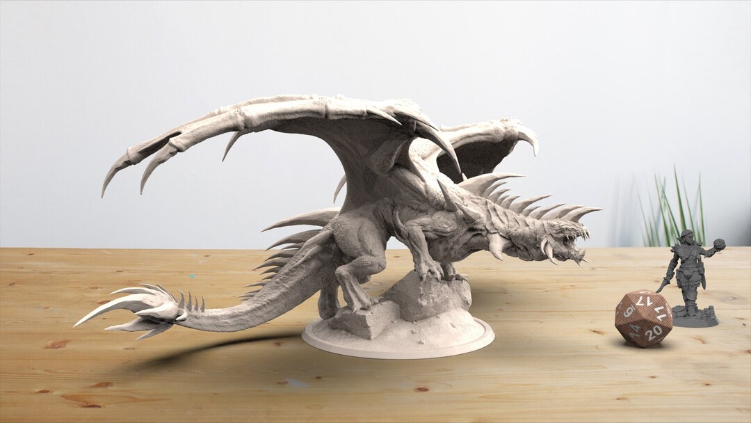 Young Crystal Dragon in Four Sizes 3D Printed Miniature in Four Sizes ...