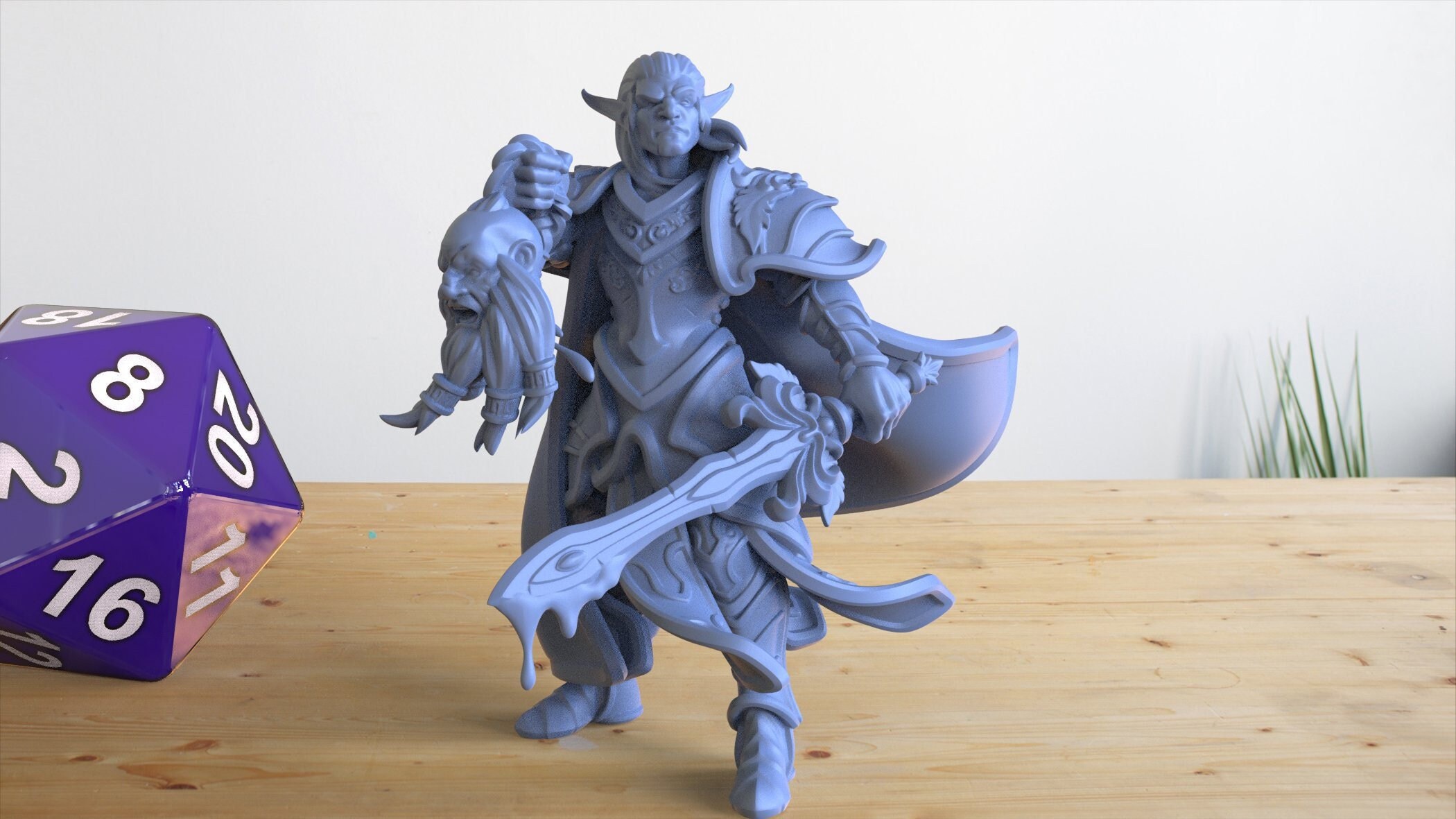 Elf Slayer Fighter With Dwarf Head Trophy Miniature for - Etsy