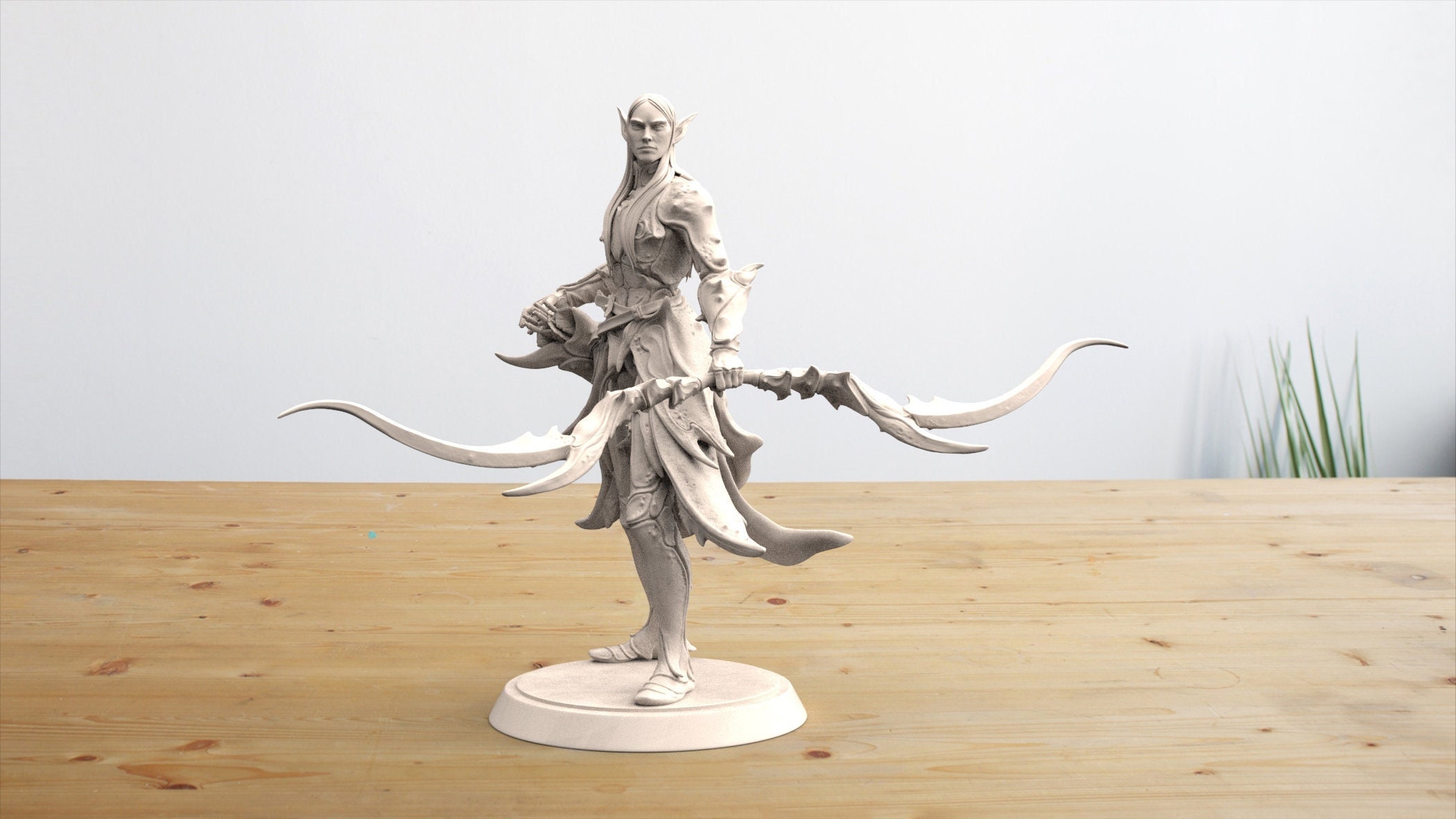 Elf Warrior With Bow Idle Pose 3D Printed Miniature in - Etsy