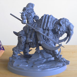 Sabertooth Rider Human Mounted Inuit Fighter Miniature for D&D ...