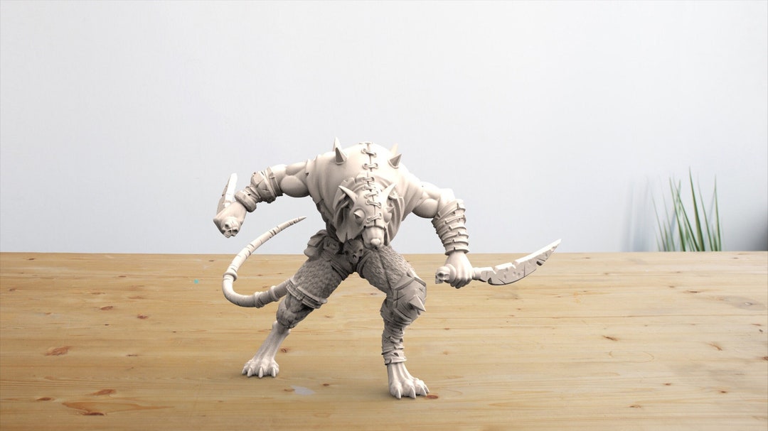 Ravager Warrior B Ratfolk Enter the Drains Resin Miniature for Rpg's ...