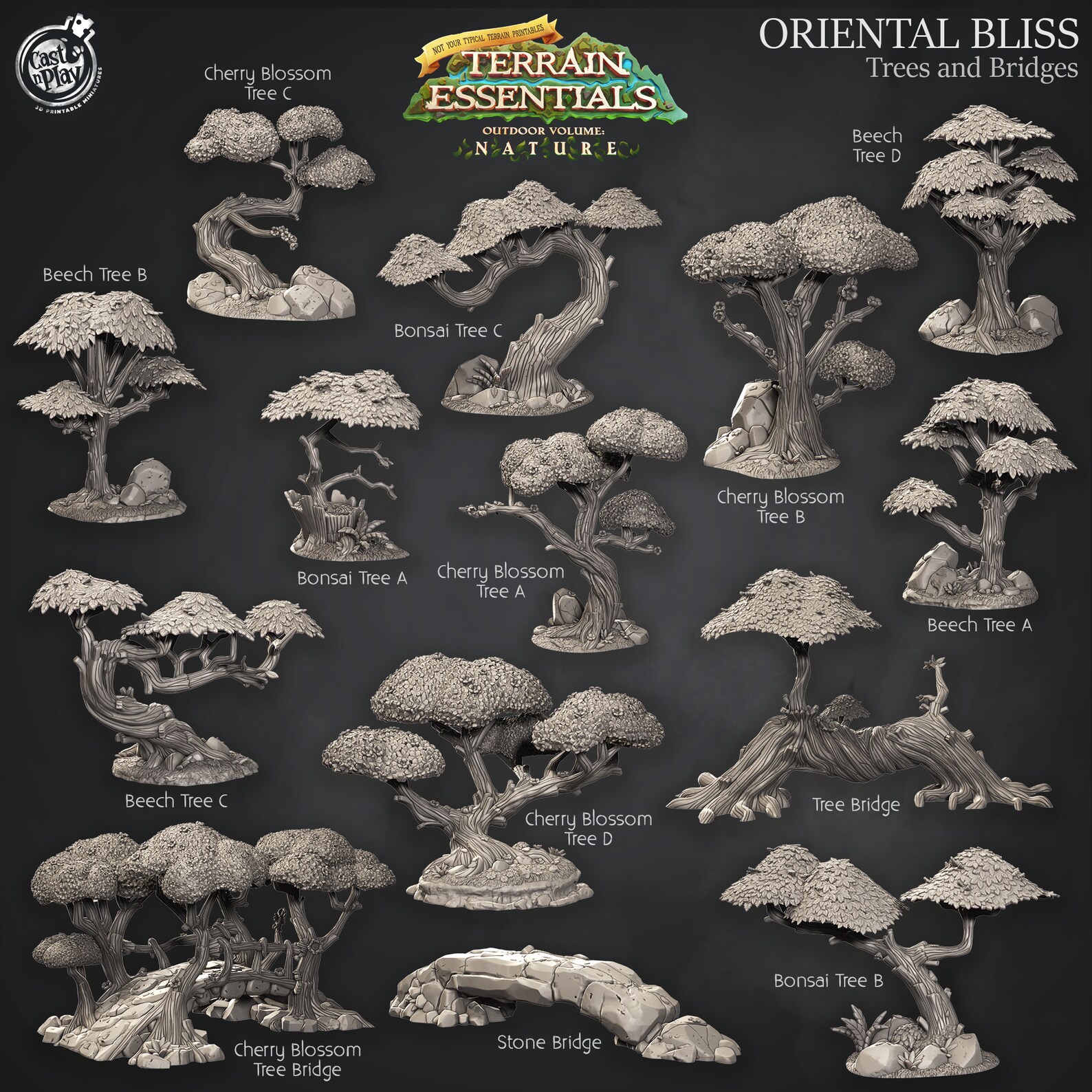 Cherry Blossom Bridge Trees and Bridges Set Oriental Bliss - Etsy