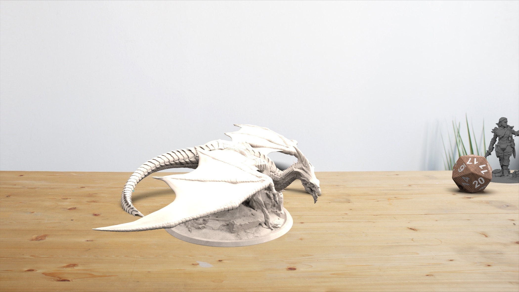 Adult White Dragon in Four Sizes 3D Printed Miniature in - Etsy