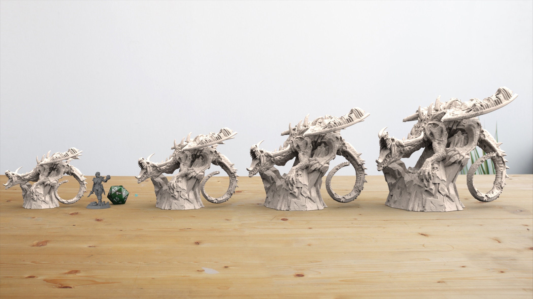 Zombie Dragon in Four Sizes 3D Printed Miniature in Four - Etsy