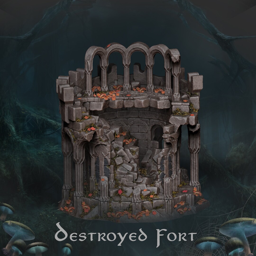 Destroyed Elven Fort Elven Realms the Dark Forest 28/32 Mm Scale 3D ...