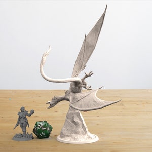 Vouivre Drone Diving 3D Printed Miniature for D&D, Pathfinder and Other ...