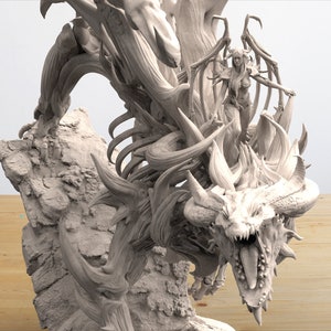 Mounted Undead Dragon in Four Sizes - 3D Printed Miniature in Four ...