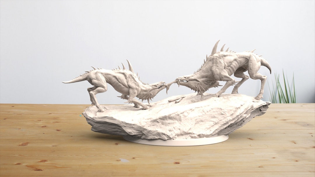 Infernum Dogs - Fighting - 3D Printed Miniature for D&D, Pathfinder and ...