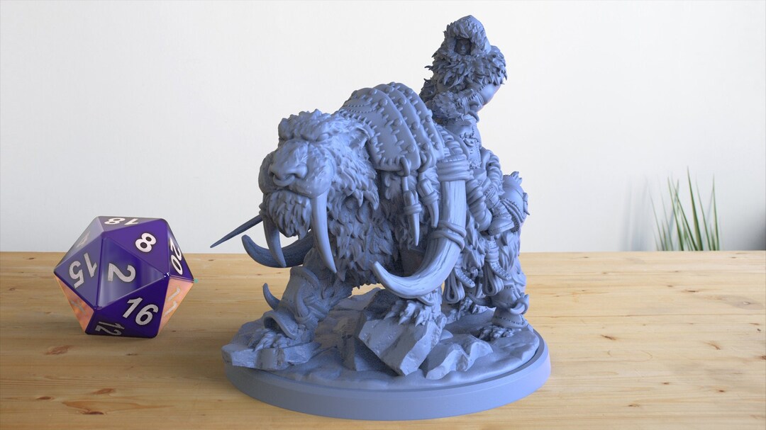 Sabertooth Rider Human Mounted Inuit Fighter Miniature for D&D ...