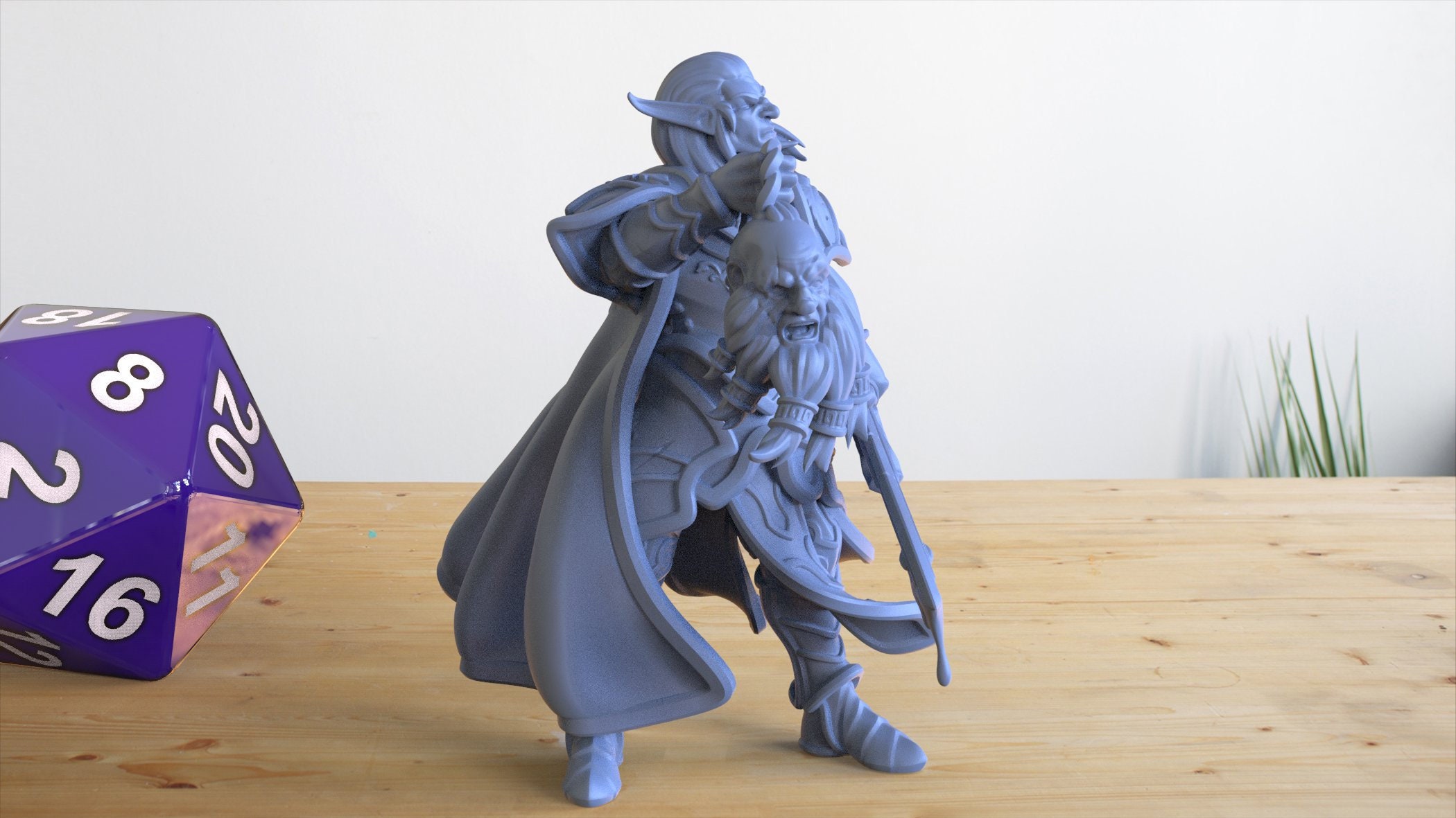 Elf Slayer Fighter With Dwarf Head Trophy Miniature for - Etsy