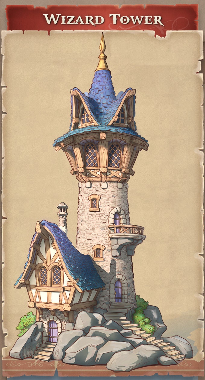 Wizard Tower City of Firwood 6/10/15/28/32/40mm 3D Printed - Etsy