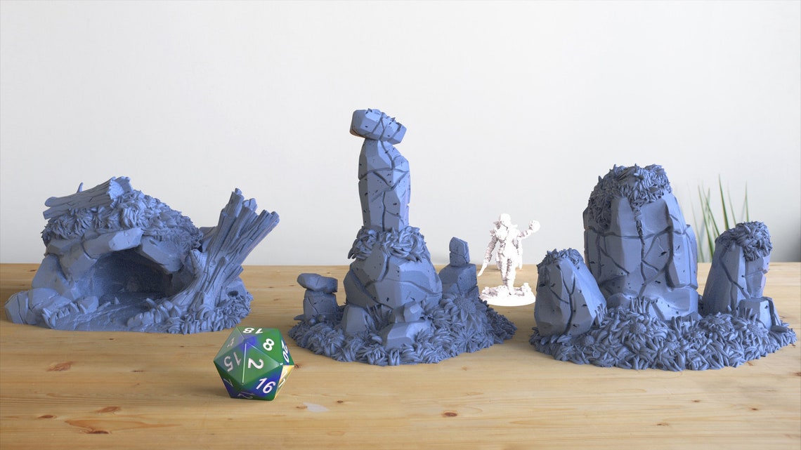 10 Piece Forest Caves Rocks and Flowers Set Cast N Play | Etsy