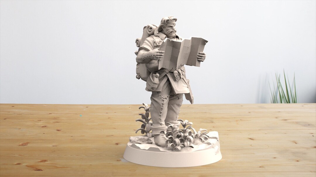 Explorer B - Bearded Human With Map and Pack 32mm Miniature - Figures ...