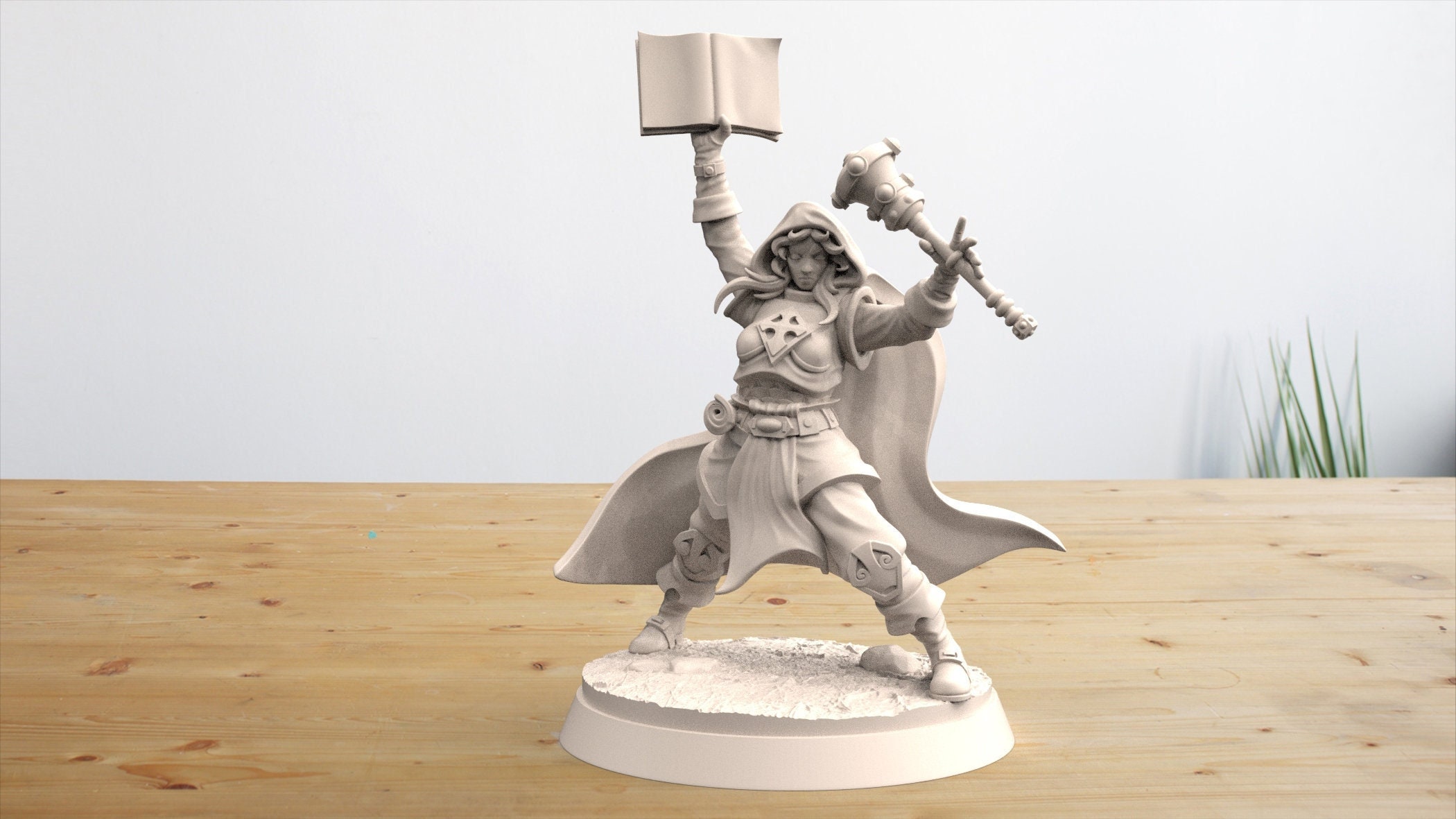 Cleric Female Human Priest With Mace and Holy Book/tome 32mm - Etsy