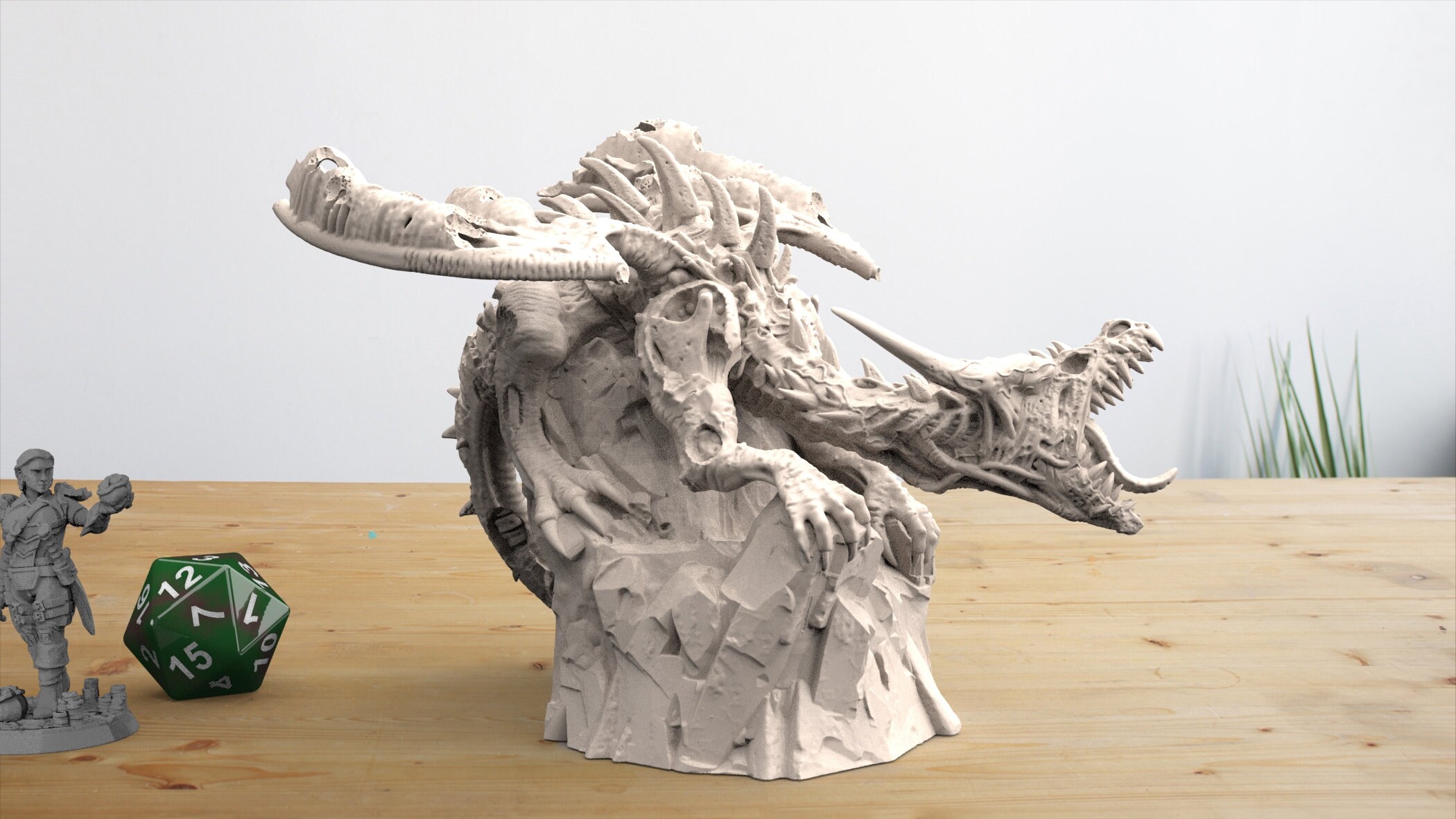 Zombie Dragon in Four Sizes 3D Printed Miniature in Four - Etsy